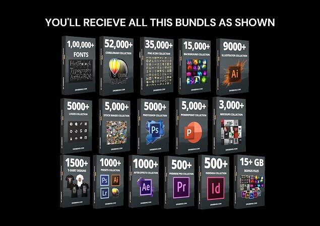 All in One Graphic Design Bundle, Fonts Bundle, Mockups, Templates ...