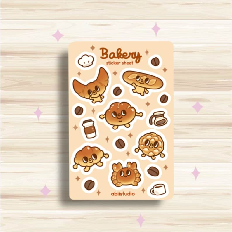 Bakery Sticker Sheet | Cute Kawaii Cafe Planner Vinyl Stickers - Etsy
