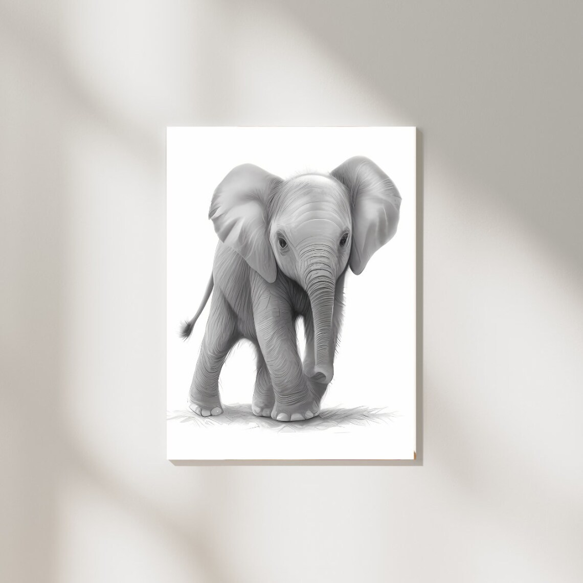 Cute Baby Elephant Pencil Drawing With White Background, Digital Print, Digital Download, Cute ...