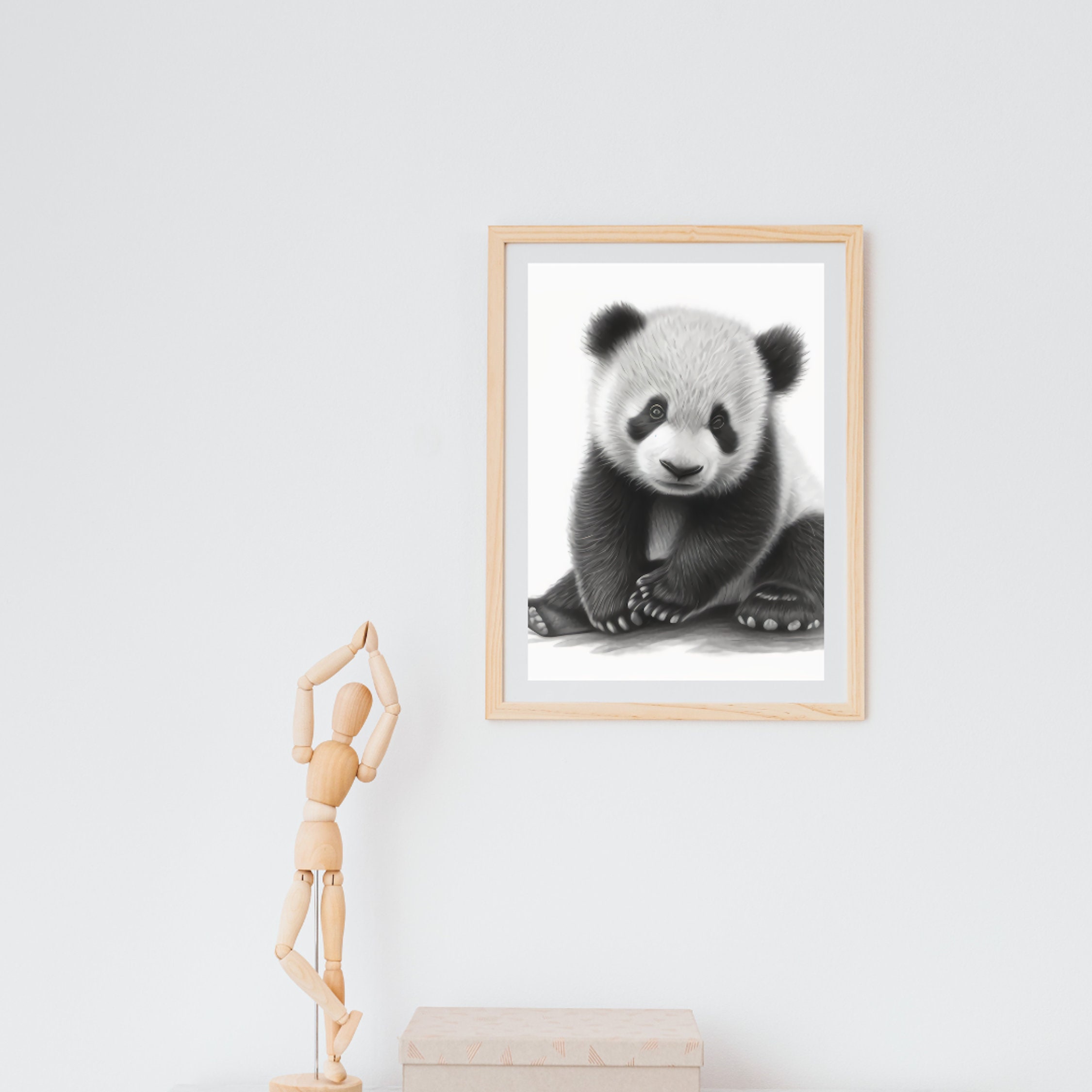 Super Cute Panda Pencil Drawing Digital Download, Digital Prints ...