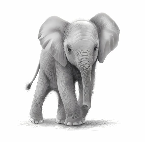 Baby Elephant Pencil Drawing