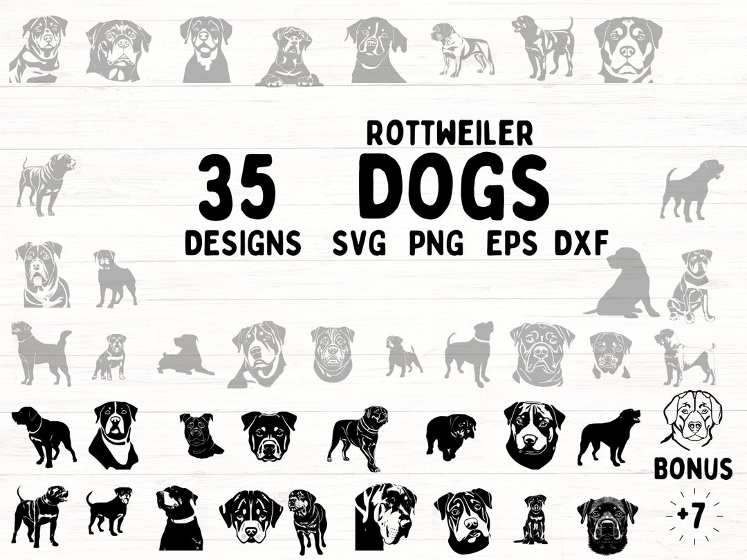 Rottweiler SVG Silhouettes Dxf Dog SVG Files for Cricut - Etsy