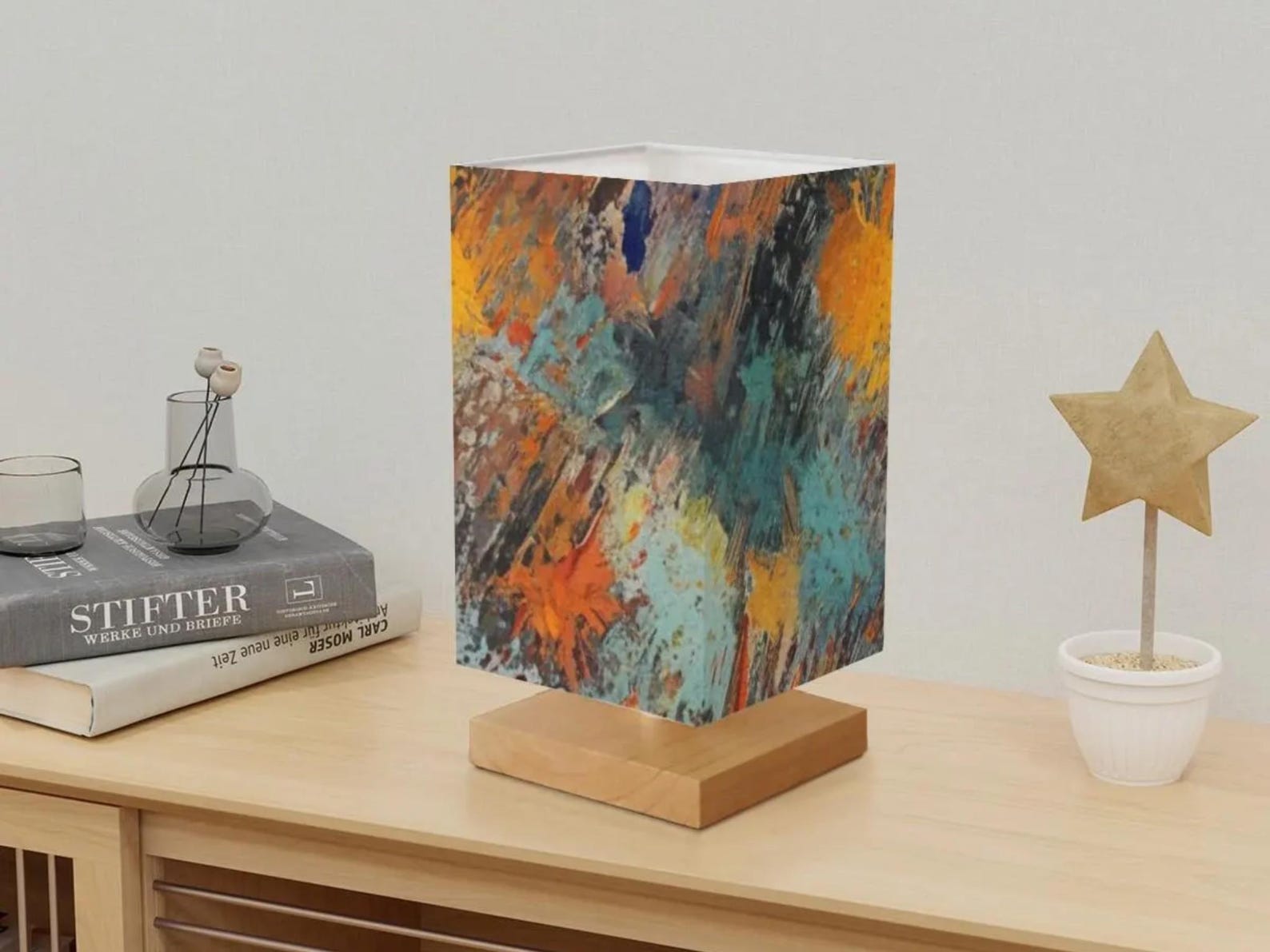 Table Lamp With Remote Control for Bedroom Watercolor Paint Splatter ...