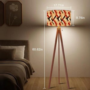 Wood Floor Lamp Mid Century Modern Tall Lamp Housewarming Gift Living ...