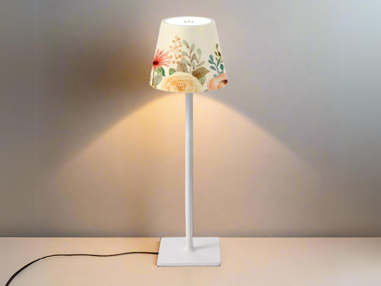 Cordless Table Lamp LED Touch Activated Desk Lamp Floral Rechargeable ...