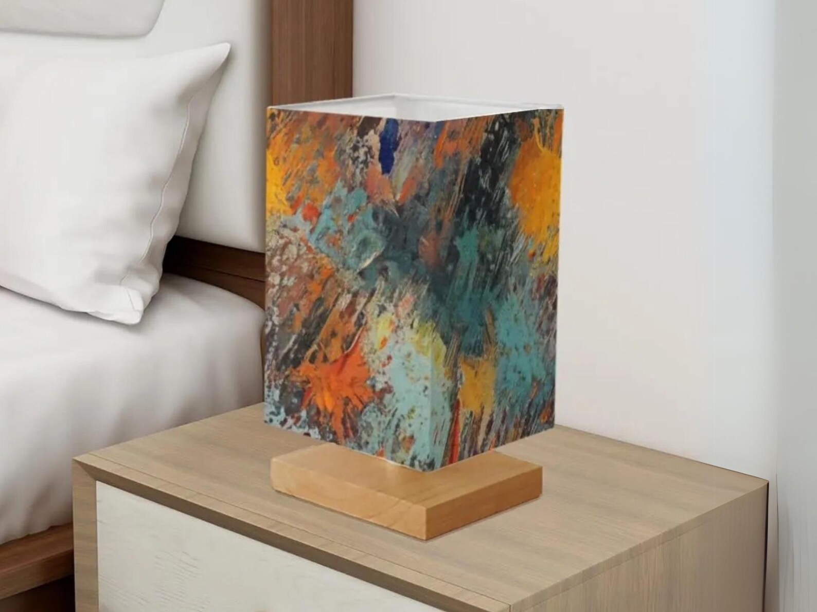 Table Lamp With Remote Control for Bedroom Watercolor Paint Splatter ...