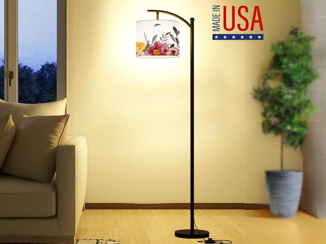 Modern Arc Floor Lamp Watercolor Floral Housewarming Present Idea ...