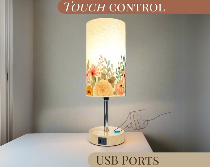 Vintage FLORAL TOUCH LAMP Pink Rose Glass and Brass Shade Milk Glass ...
