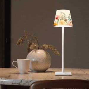 Cordless Table Lamp LED Touch Activated Desk Lamp Floral Rechargeable ...