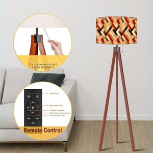 Wood Floor Lamp Mid Century Modern Tall Lamp Housewarming Gift Living ...