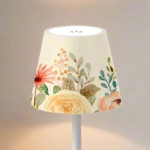 Cordless Table Lamp LED Touch Activated Desk Lamp Floral Rechargeable ...