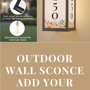 Outdoor Wall Light Personalized With House Number Floral Wall Sconce ...