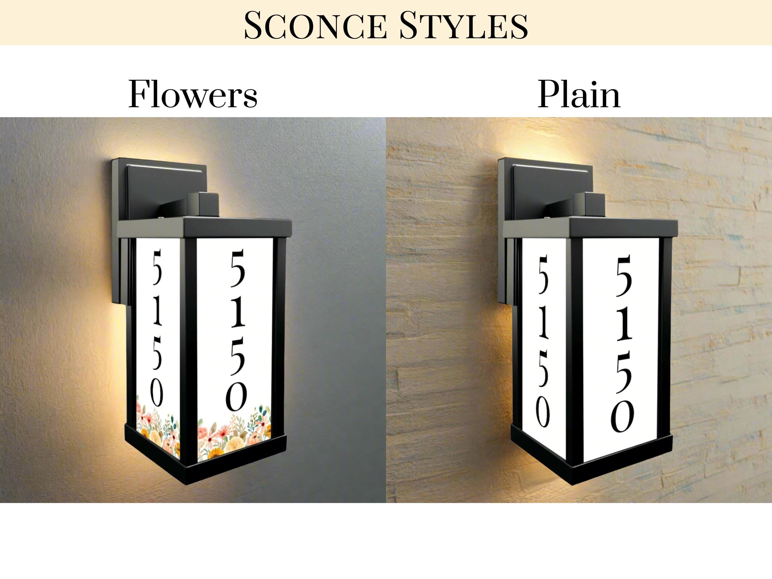 Outdoor Wall Light Personalized With House Number Floral Wall Sconce ...