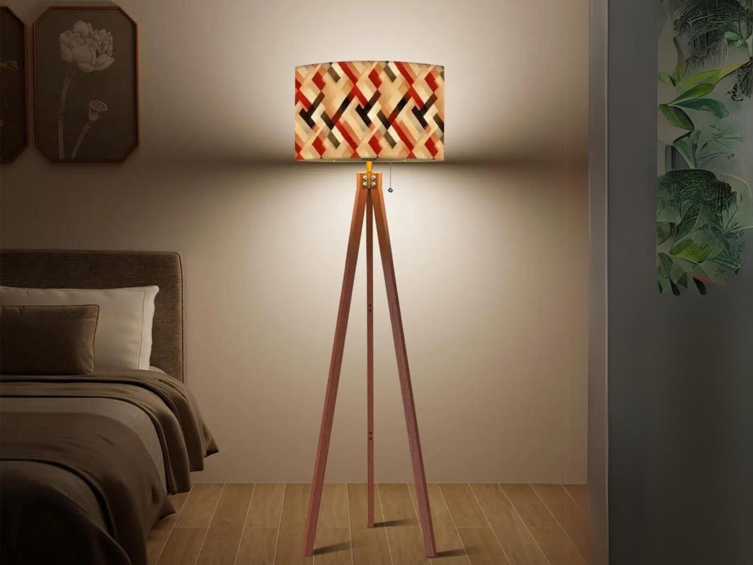 Wood Floor Lamp Mid Century Modern Tall Lamp Housewarming Gift Living ...