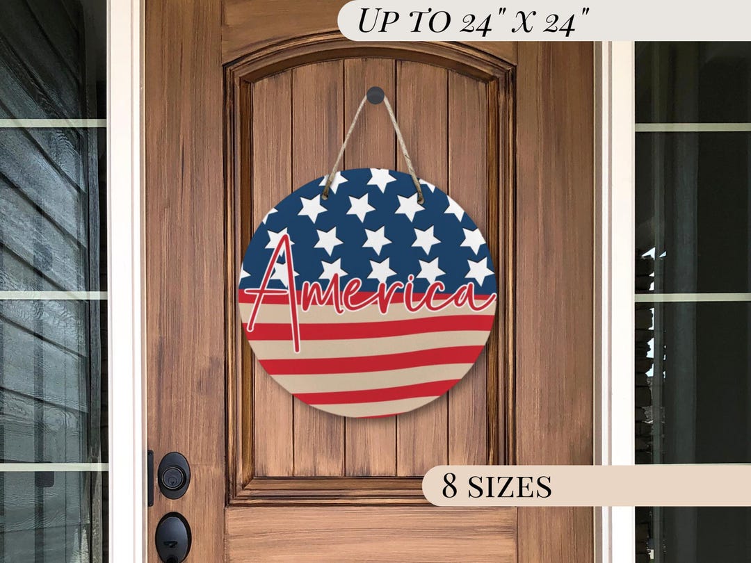 America Door Sign Wooden 4th of July Sign for Front Door Wood Patriotic ...