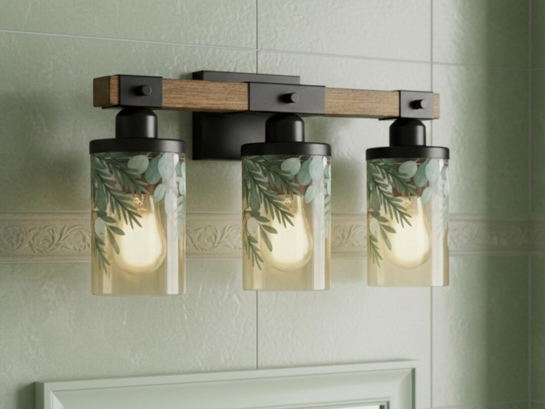 Bathroom Light Fixture Green Vanity Lighting 3-light Decorative Metal ...