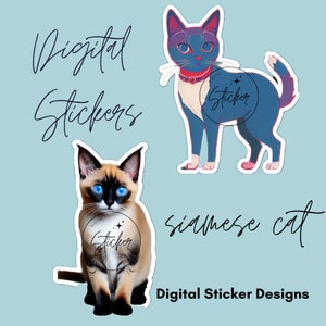 Digital Siamese Cat Stickers, Gift for Cat Lovers, Digital Planner ...