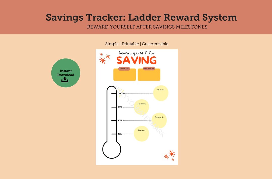 Savings Ladder Reward System Tracker - Printable | Savings Ladder ...