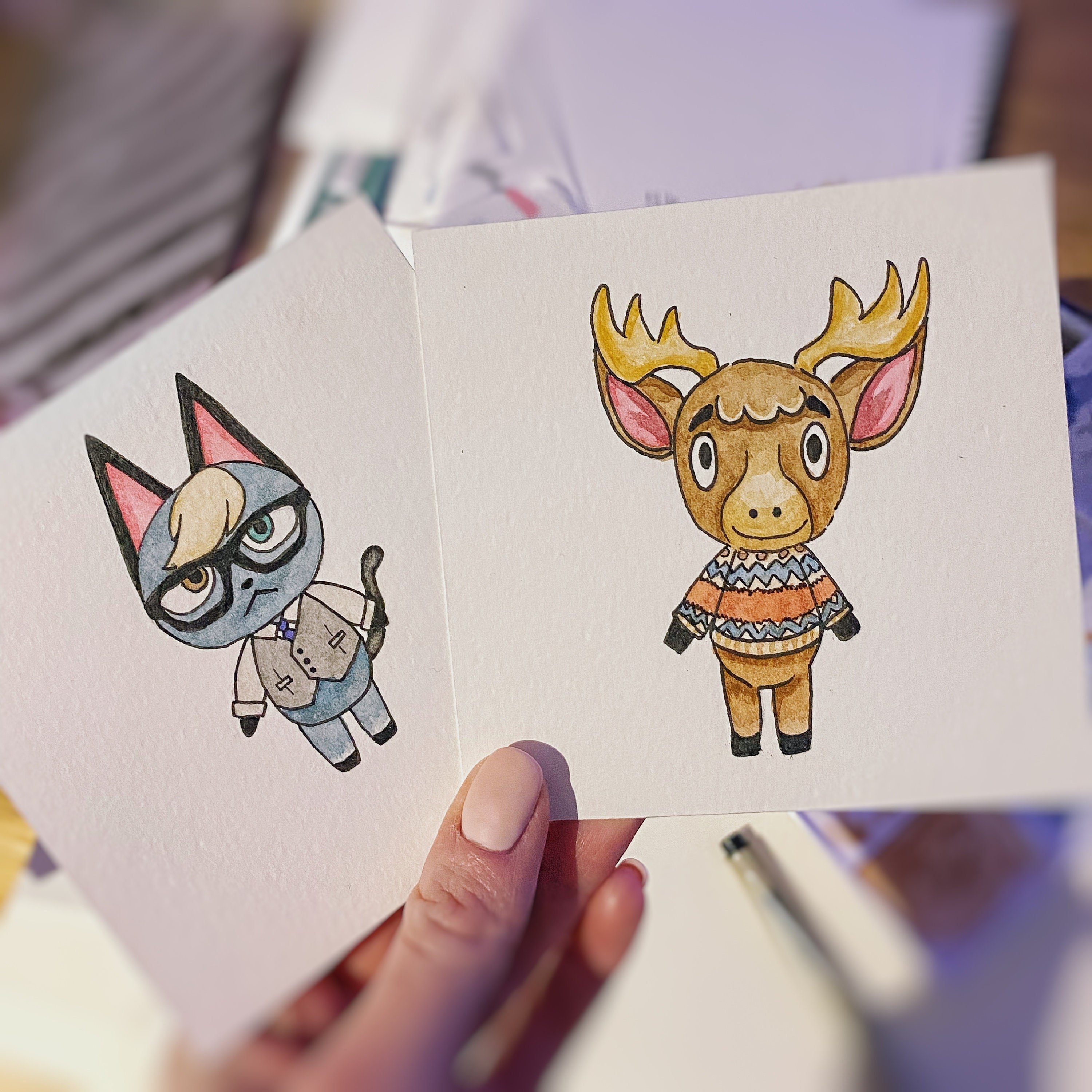 Villager Animal Crossing watercolor Drawing - Etsy