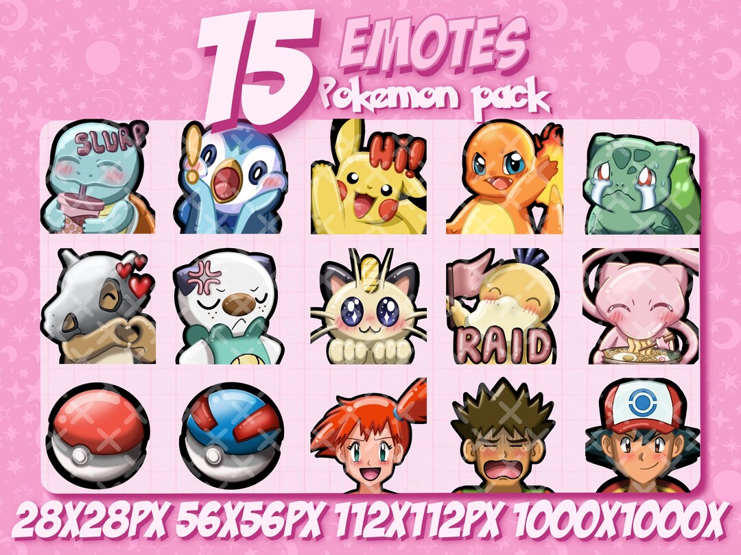 Twitch Emote Pack 15 Pokemon Emotes | Emote Pack for Twitch, Discord ...