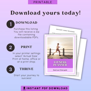 Printable Fitness Planner Trackers Bundle Fitness Goals, Weight Loss ...