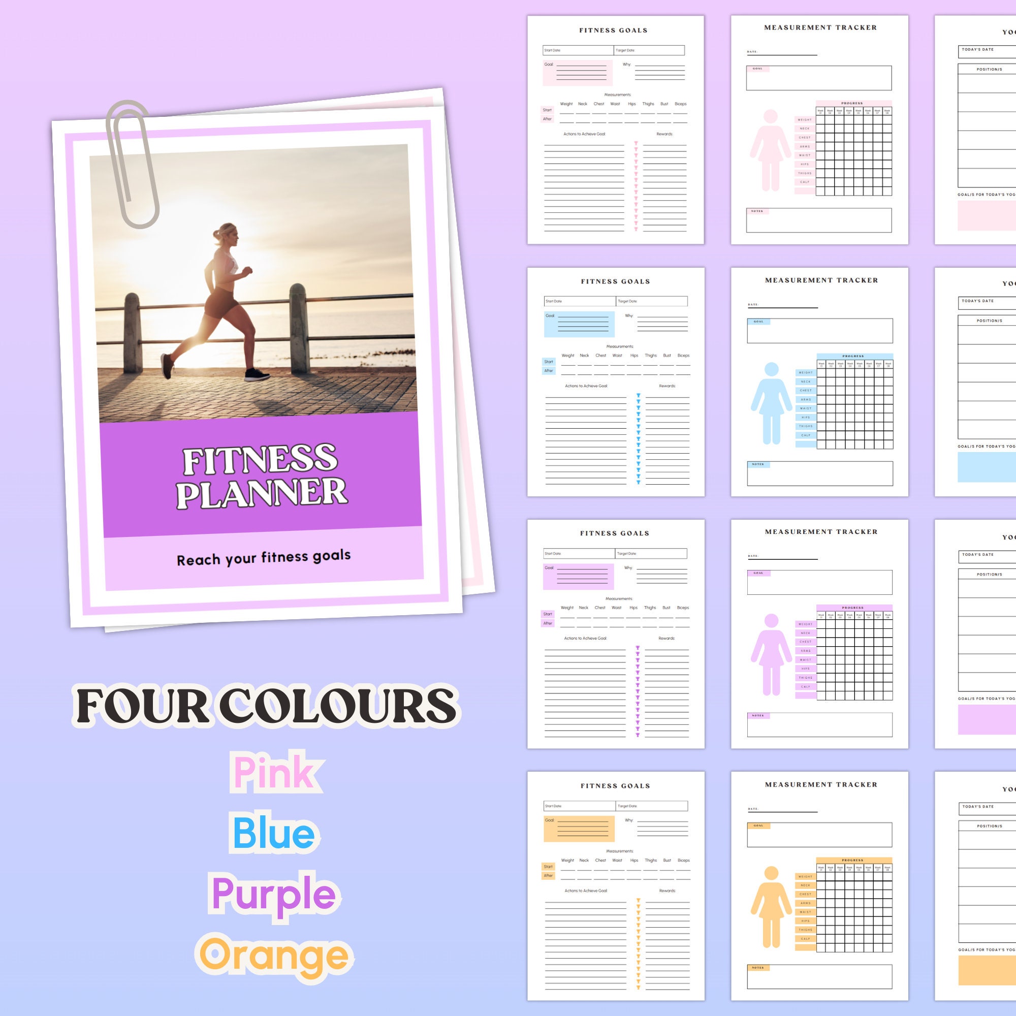 Printable Fitness Planner Trackers Bundle Fitness Goals, Weight Loss ...