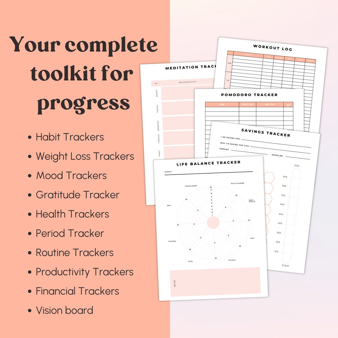 Printable Life Tackers to Thrive in 2024 Bundle Habit Tracker, Weight ...