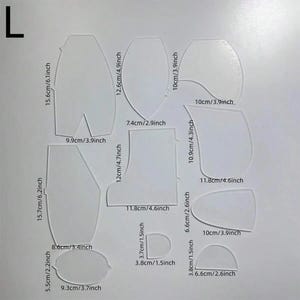 Memory Bear Template Set, 10pcs, Acrylic, Various Sizes, Patchwork ...