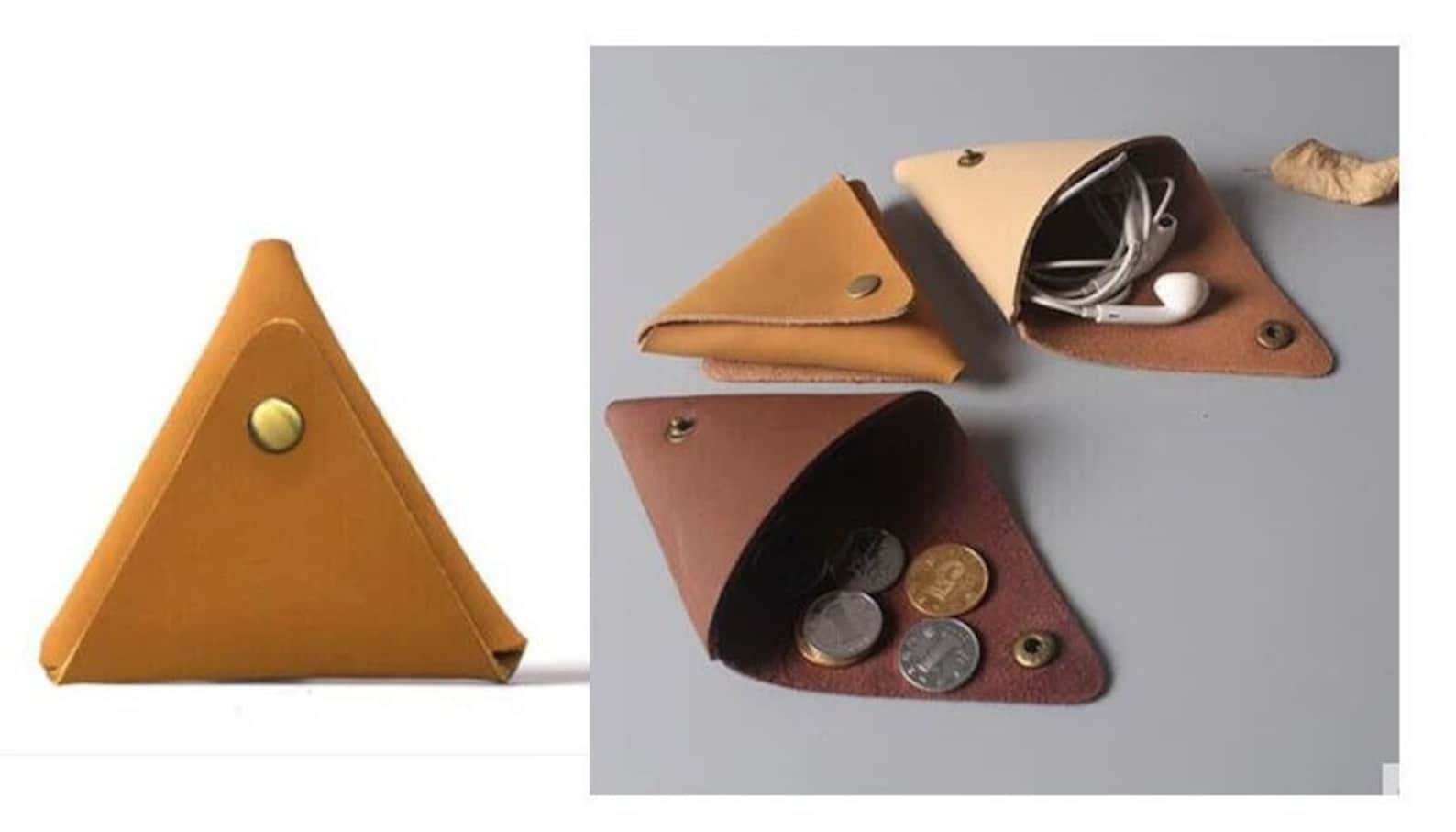 Triangle Wallet Die Cut, Wooden, Coin Purse, Mini Data Cable Holder ...