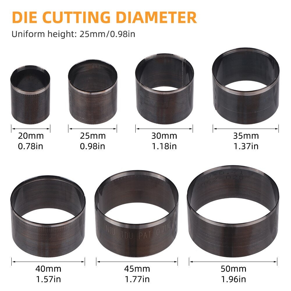 Round Hollow Hole Punch Set, 7pcs, Multiple Sizes, Carbon Steel ...