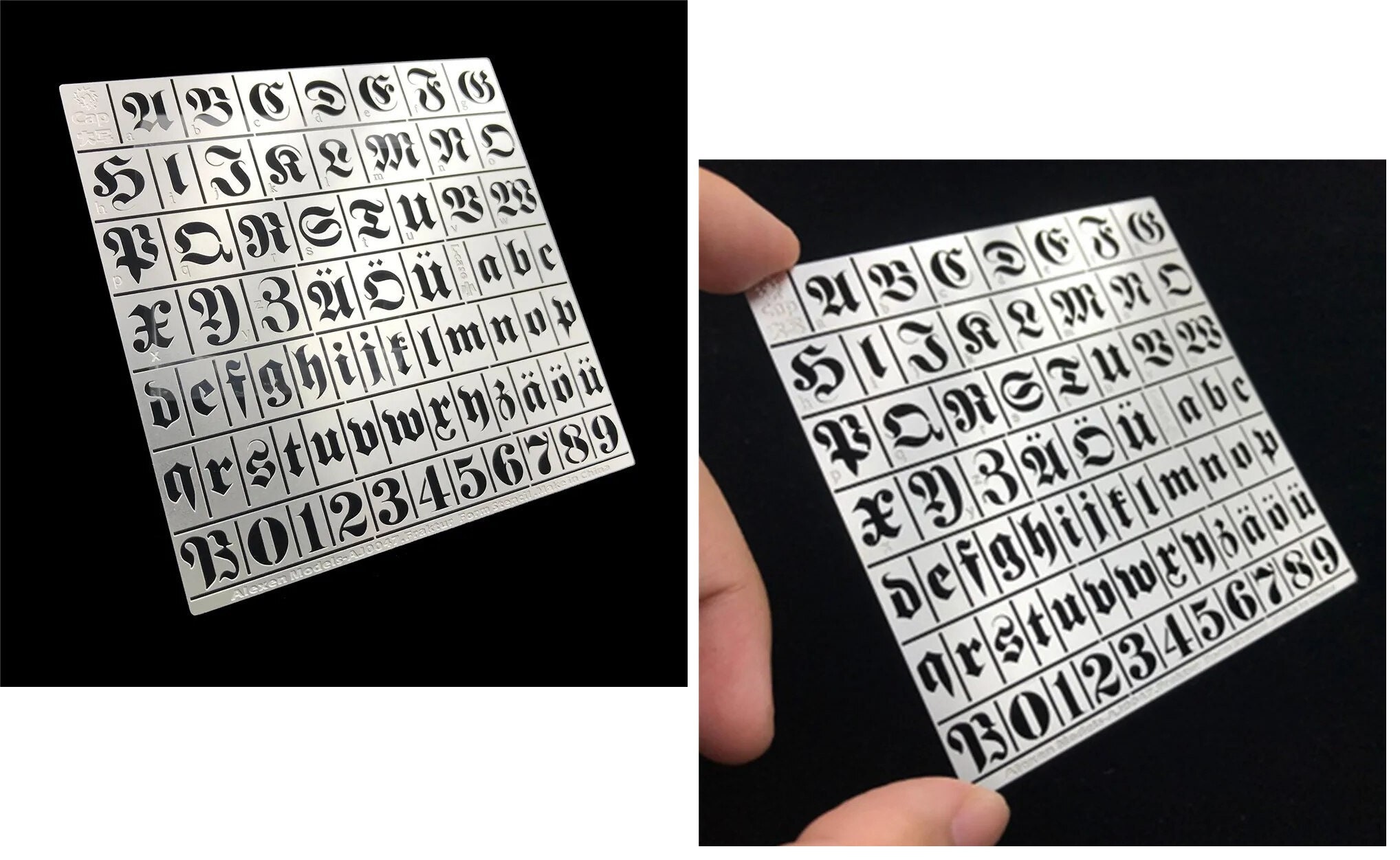 Letter Number Stencil Plate, Metal, DIY German Fraktur Combined, Gothic ...