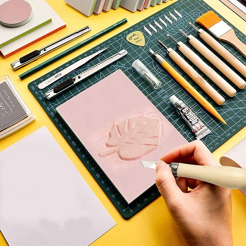 Wood Carving Chisel, 6pcs, 5 Blades Wooden Handle, Rubber Stamp Cutting ...