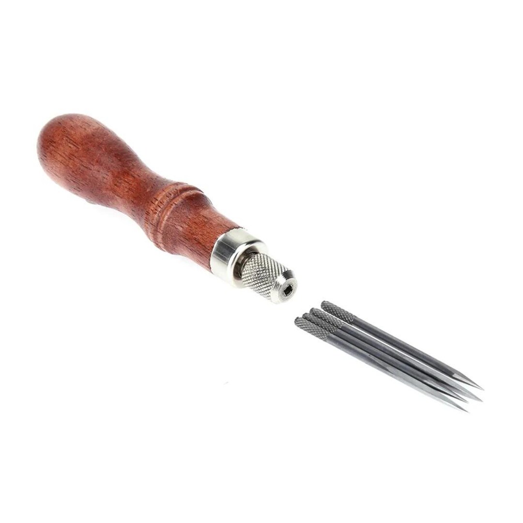 Leather Sewing Punching Hole Maker, Steel, Hardwood Handle, Stitching ...