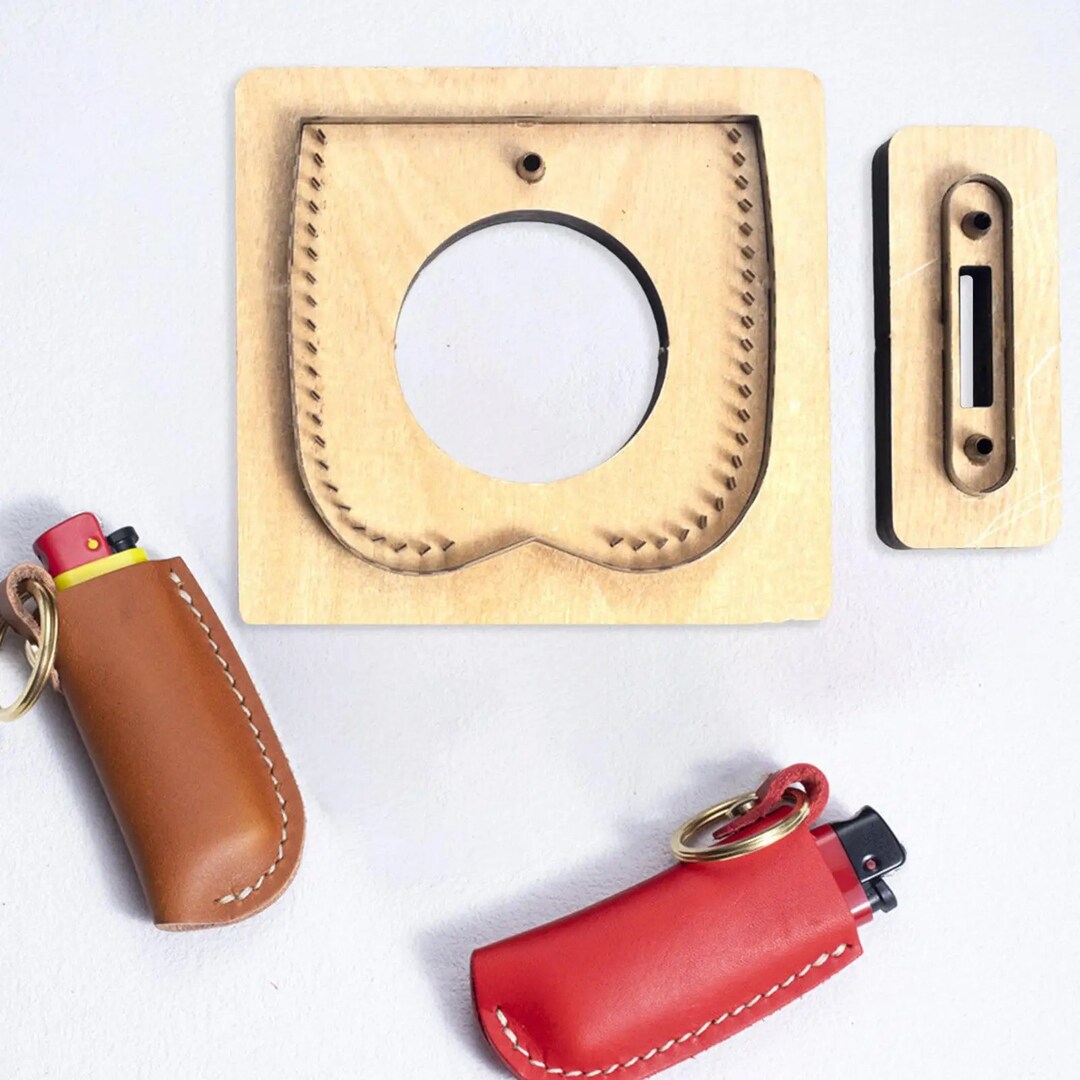 Lighter Bag Leather Die Cutter, 2pcs, Wood, Steel, Leathercraft Pattern ...