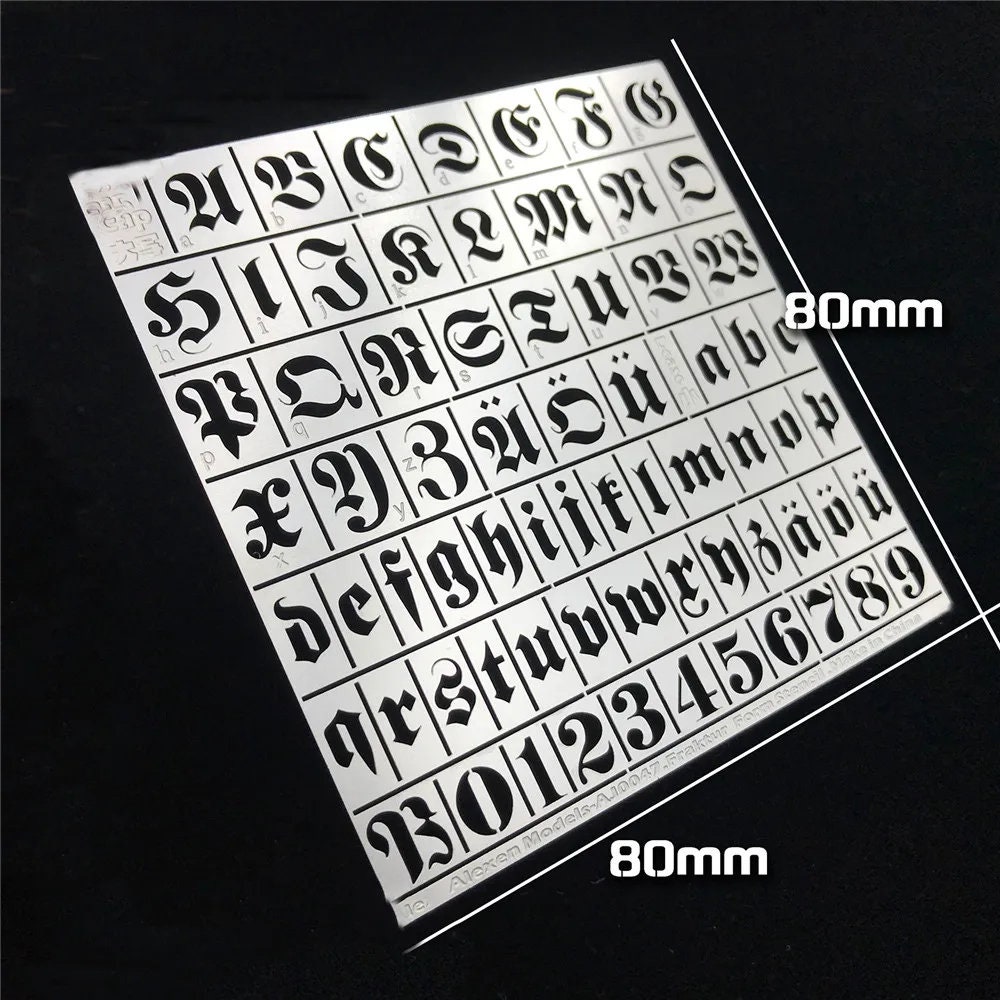 Letter Number Stencil Plate, Metal, DIY German Fraktur Combined, Gothic ...