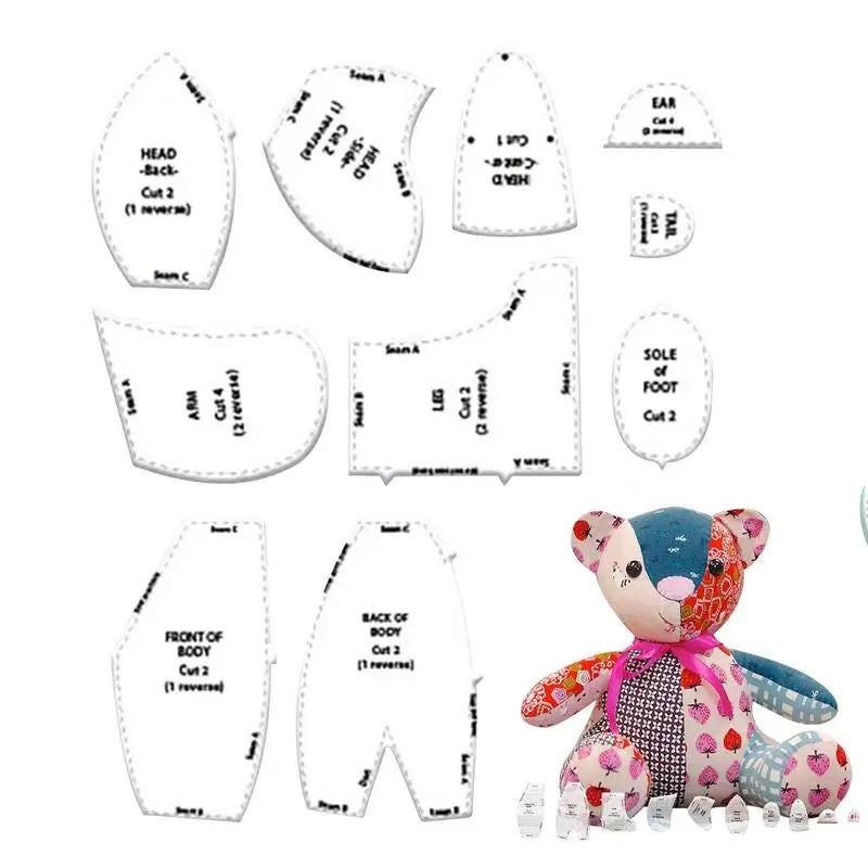 Memory Bear Template Ruler Set, 10pcs, Acrylic, Creative Cuddly Toy ...