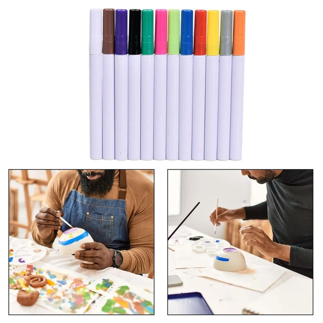 Pottery Art Overglaze Marker Pen, 12pcs Set, Different Color, Ceramic ...