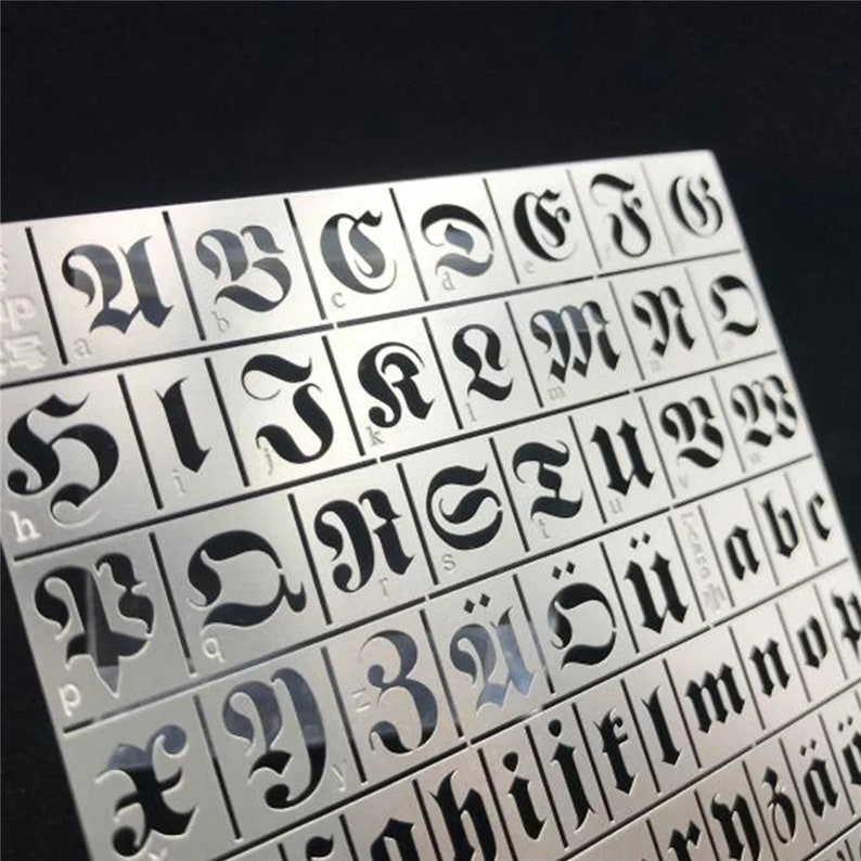 Letter Number Stencil Plate, Metal, DIY German Fraktur Combined, Gothic ...