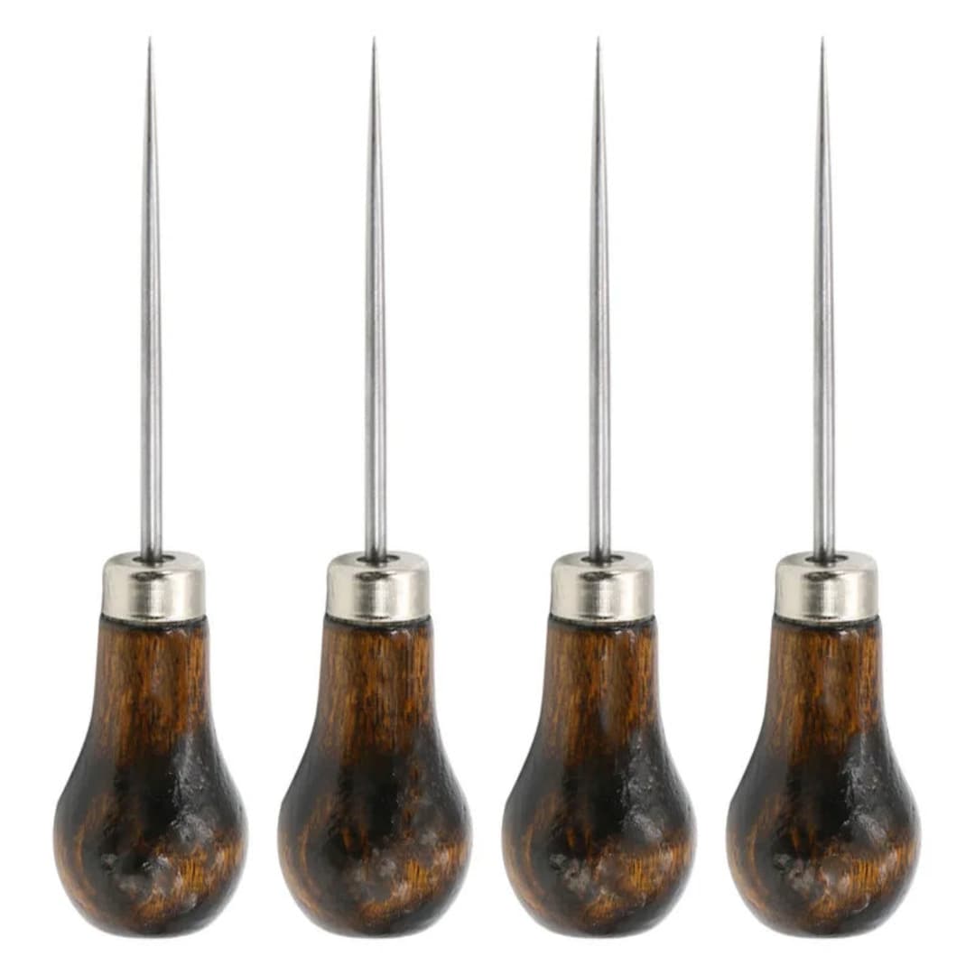 Awl Pricker Hole Maker Tool, Metal Wooden Handle, Stitching Leather ...