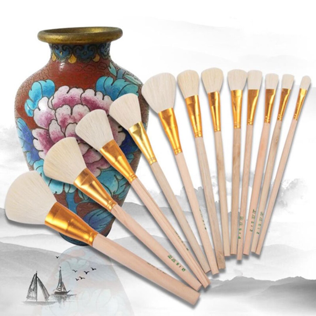 Pottery Art Brush, 12pcs, Multiple Sizes, Wool Hair + Wood, Ceramic ...