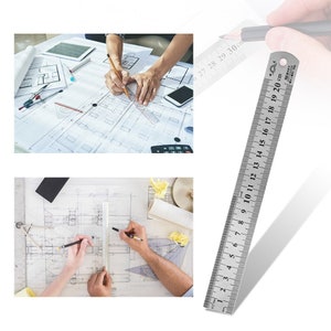 Metal Ruler, Multiple Sizes, Stainless Steel Double Sided Straight ...