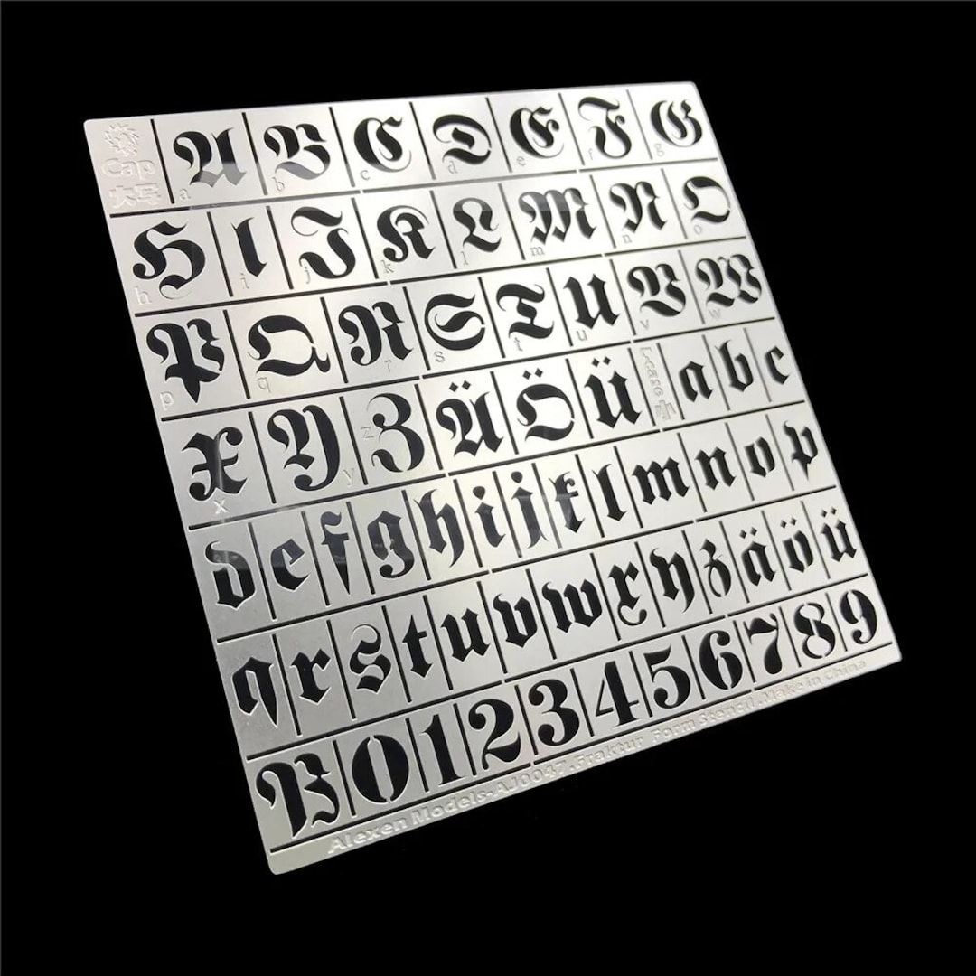 Letter Number Stencil Plate, Metal, DIY German Fraktur Combined, Gothic ...