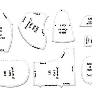 Memory Bear Template Ruler Set, 10pcs, Acrylic, Creative Cuddly Toy ...