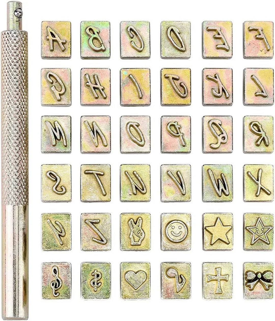 Leather Alphabet Symbol Stamping, 36pcs, Zinc Alloy + Carbon Steel ...