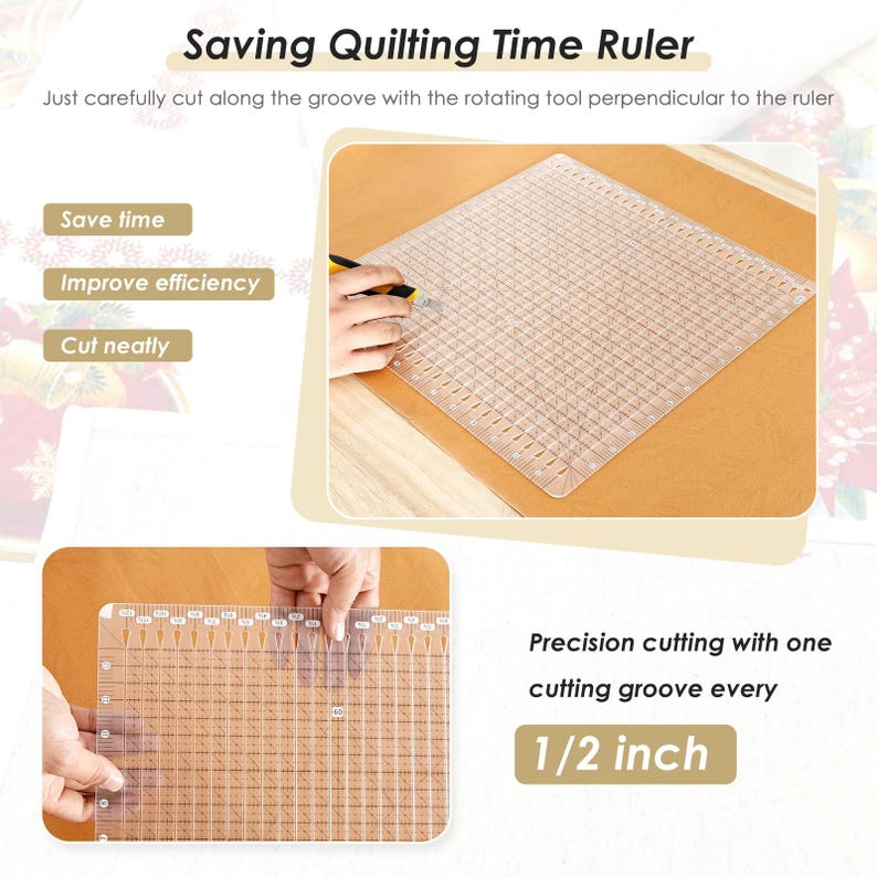 Quilting Ruler, Clear Acrylic, Grid Square Template, Fabric Cutting ...