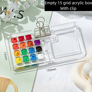 Watercolor Palette, 8/15 Grids, Acrylic Mini Portable Paint Box, Travel ...