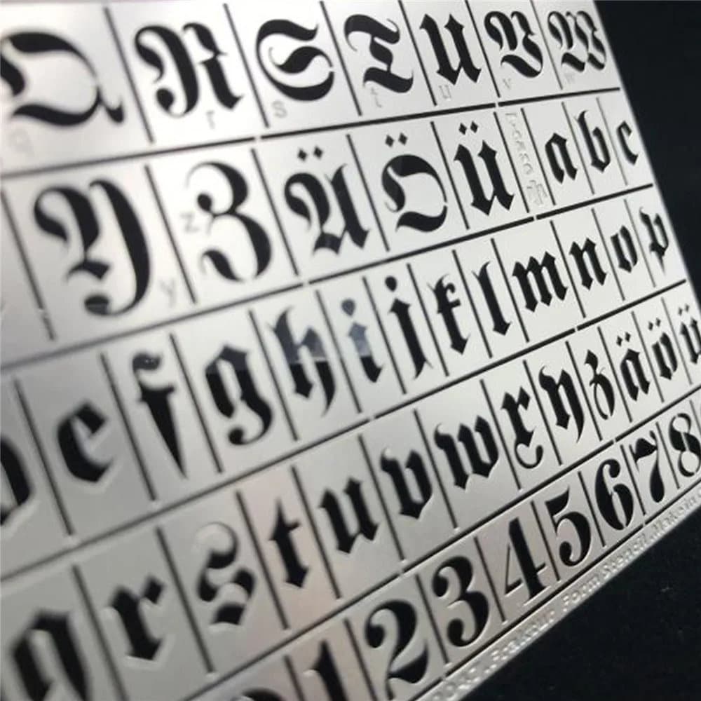 Letter Number Stencil Plate, Metal, DIY German Fraktur Combined, Gothic ...