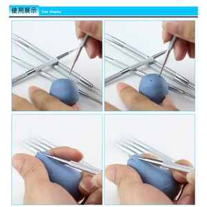 Clay Sculpture Tools, 5 Piece Set, Steel, Double Heads, Indentation Pen ...