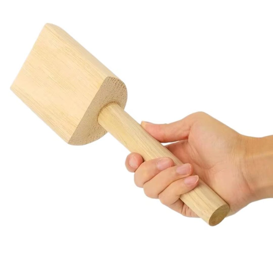 Clay Patting Board, Wooden, Pottery Wood Stick Mallet, DIY Mud Texture ...