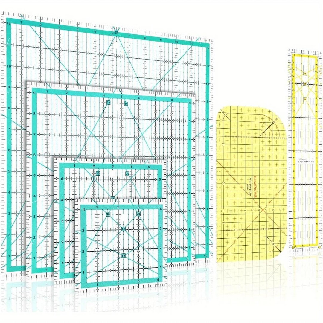 6pcs Quilting Ruler Sets, Transparent Square Acrylic, Various Sizes ...